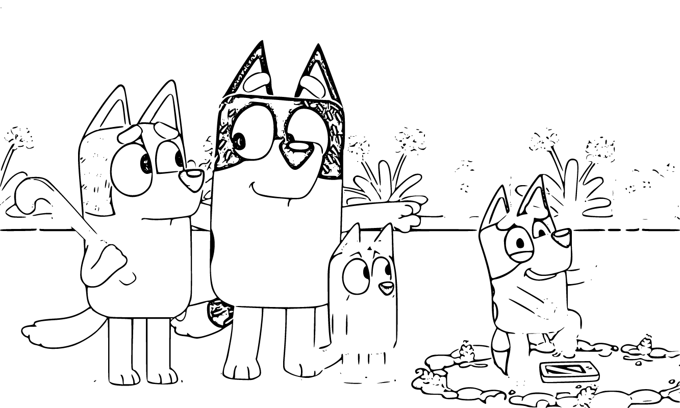 Bandit And Chili Thinking About The Kids Coloring Page Bluey 892 Bandit And Chili Thinking About The Kids Coloring Page Bluey 892