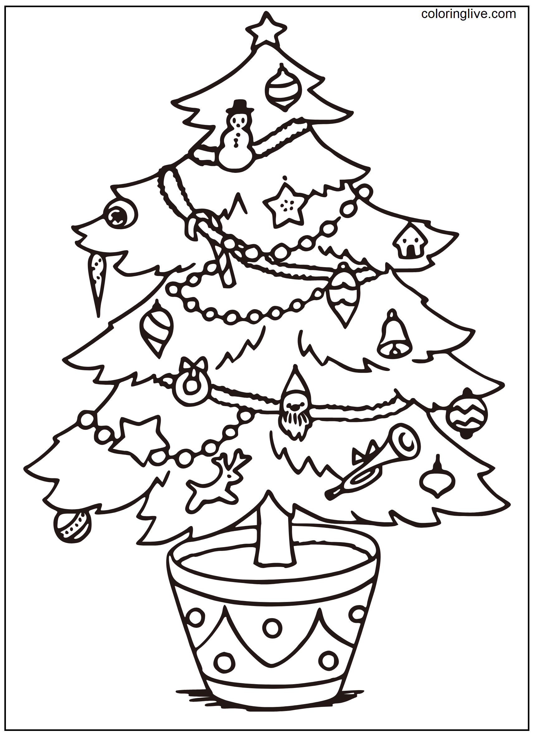 Christmas Tree Coloring Pages 14 Printable Sheets Simple To Draw