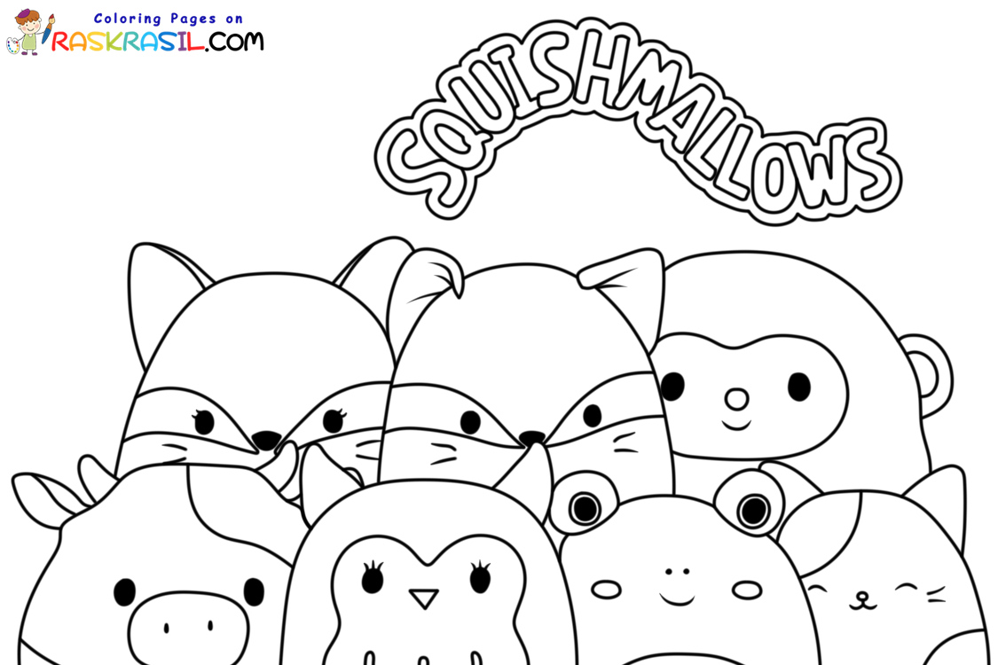 Squishmallow Coloring Pages (10 Printable Sheets, Simple to Draw, Easy ...
