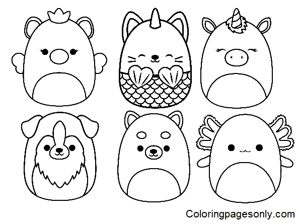 Squishmallow Coloring Pages (10 Printable Sheets, Simple to Draw, Easy ...